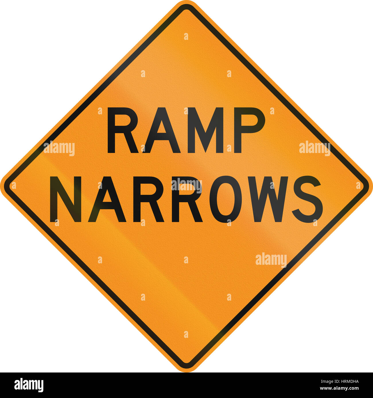 United States MUTCD road sign - Ramp narrows Stock Photo - Alamy