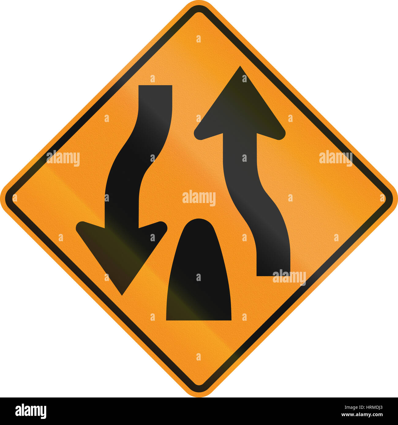 United States MUTCD road sign - End of dual carriageway Stock Photo - Alamy