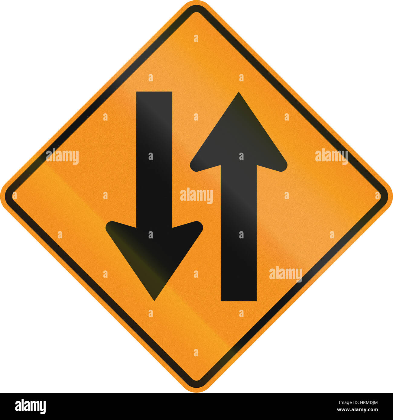 United States MUTCD road sign - Two way traffic Stock Photo - Alamy