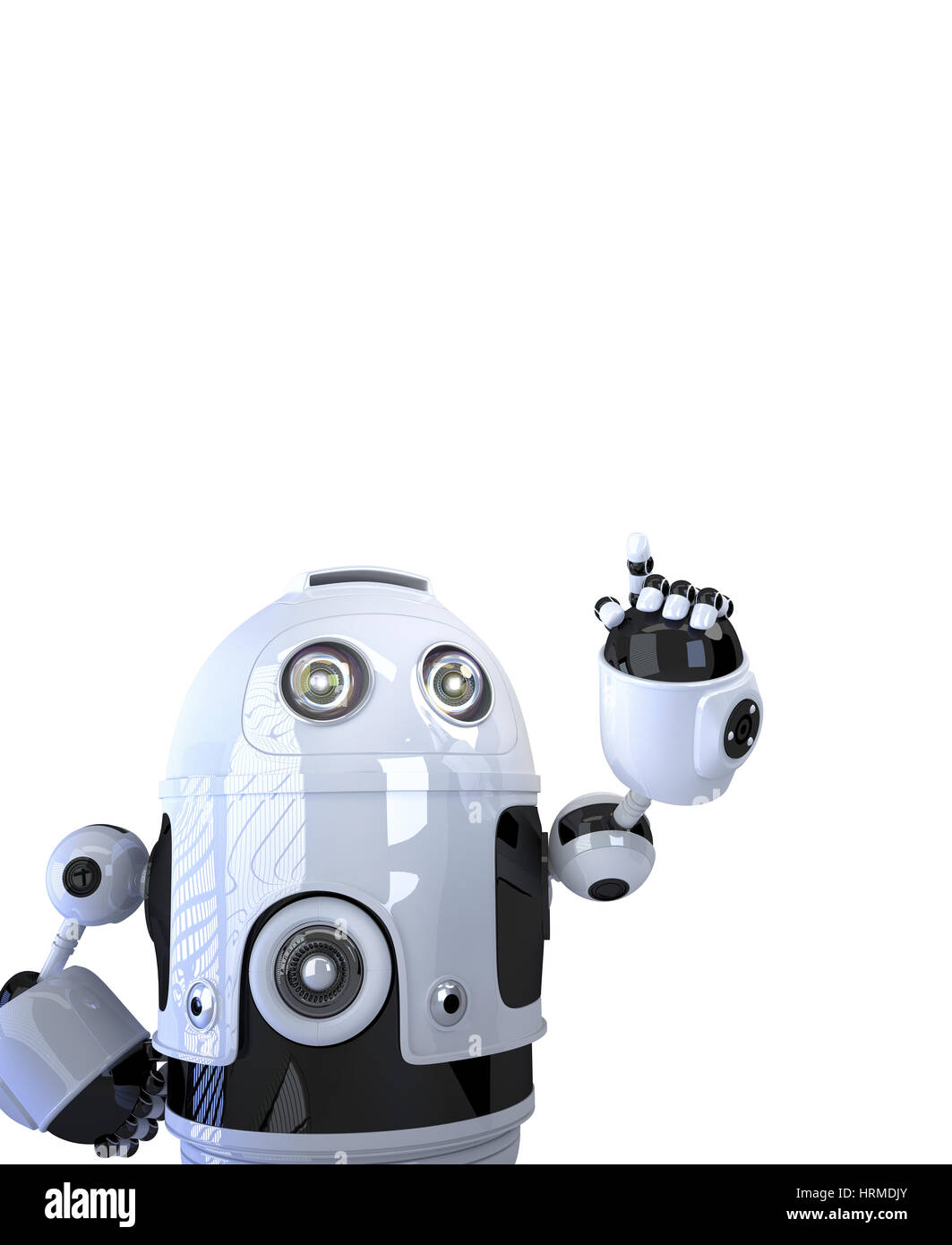 Robot pointing at something. Isolated on white background Stock Photo ...