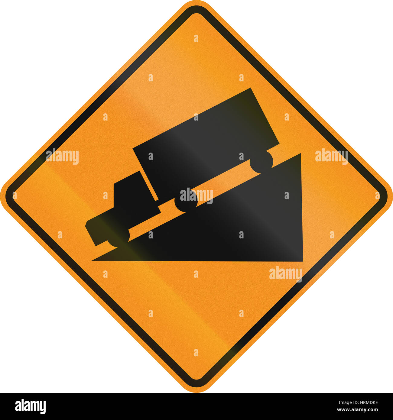 Temporary road control version - Steep decline Stock Photo - Alamy