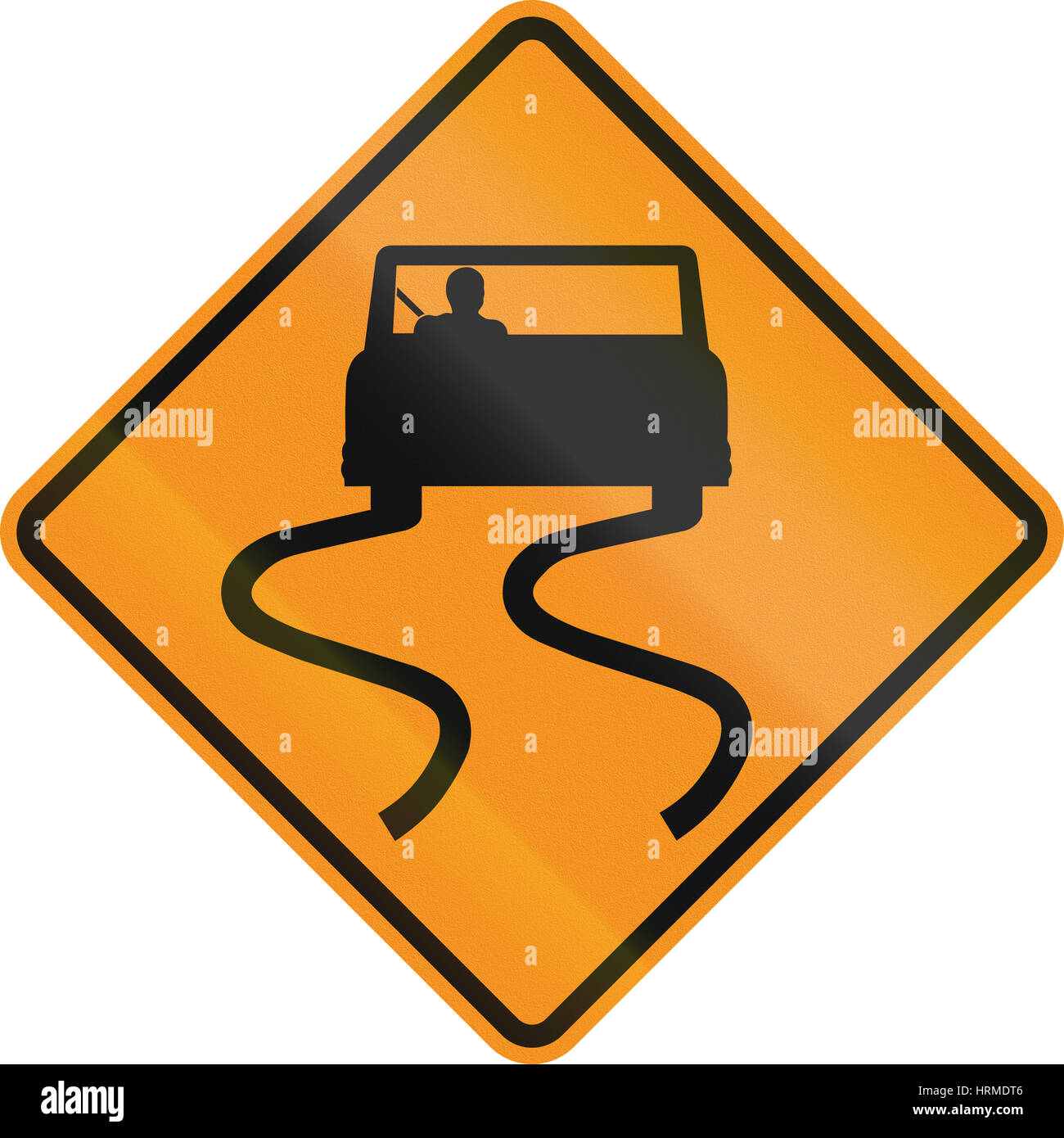 Temporary road control version - Slip danger Stock Photo - Alamy