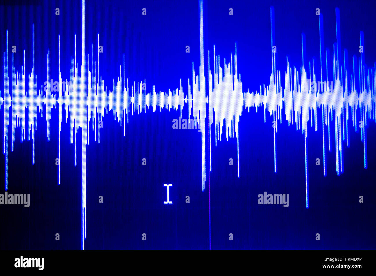 Sound recording studio audio wave on computer screen in professional ...