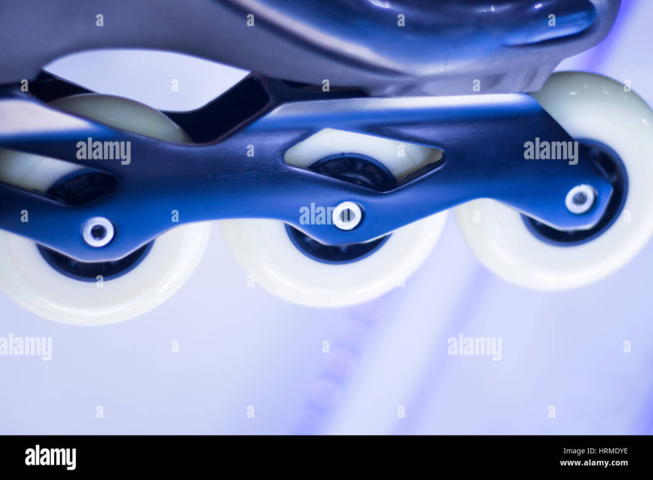 Freestyle inline skates boots and wheels in retail store shop window ...