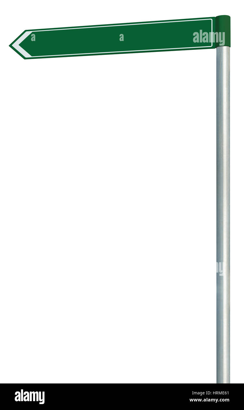 Left road route direction pointer this way sign perspective, green ...