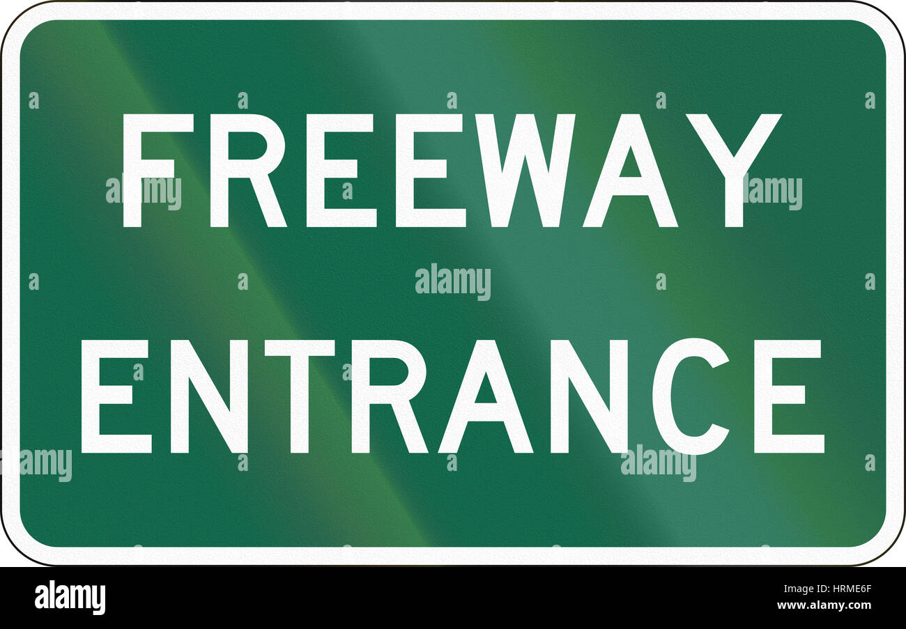 United States MUTCD road sign - Freeway Entrance Stock Photo - Alamy