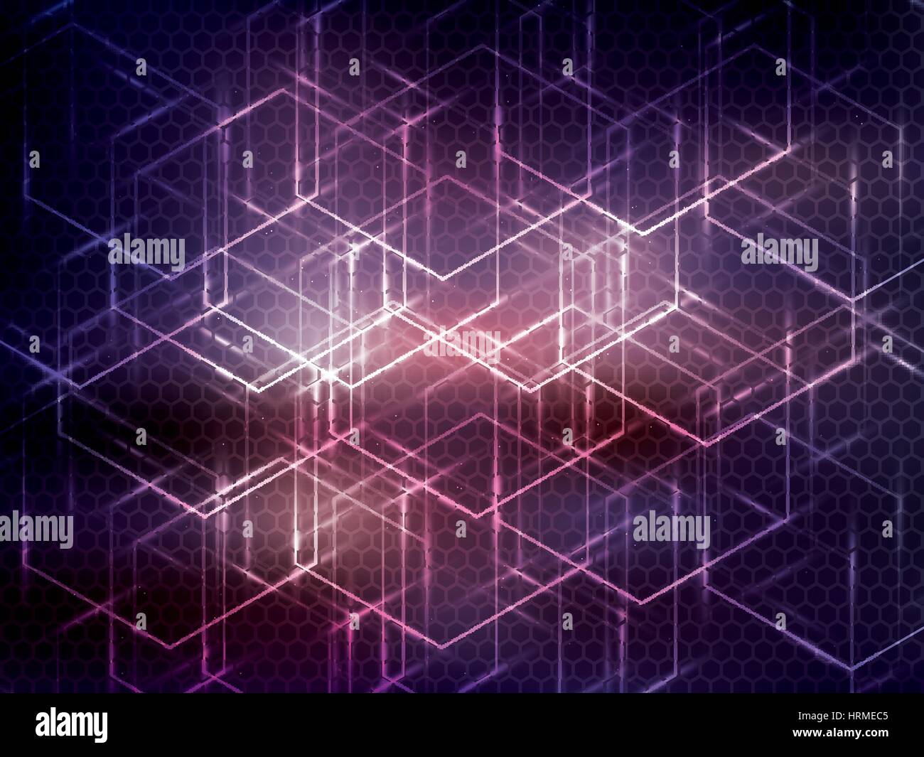 Vector abstract science technology purple background. Hexagon geometric ...