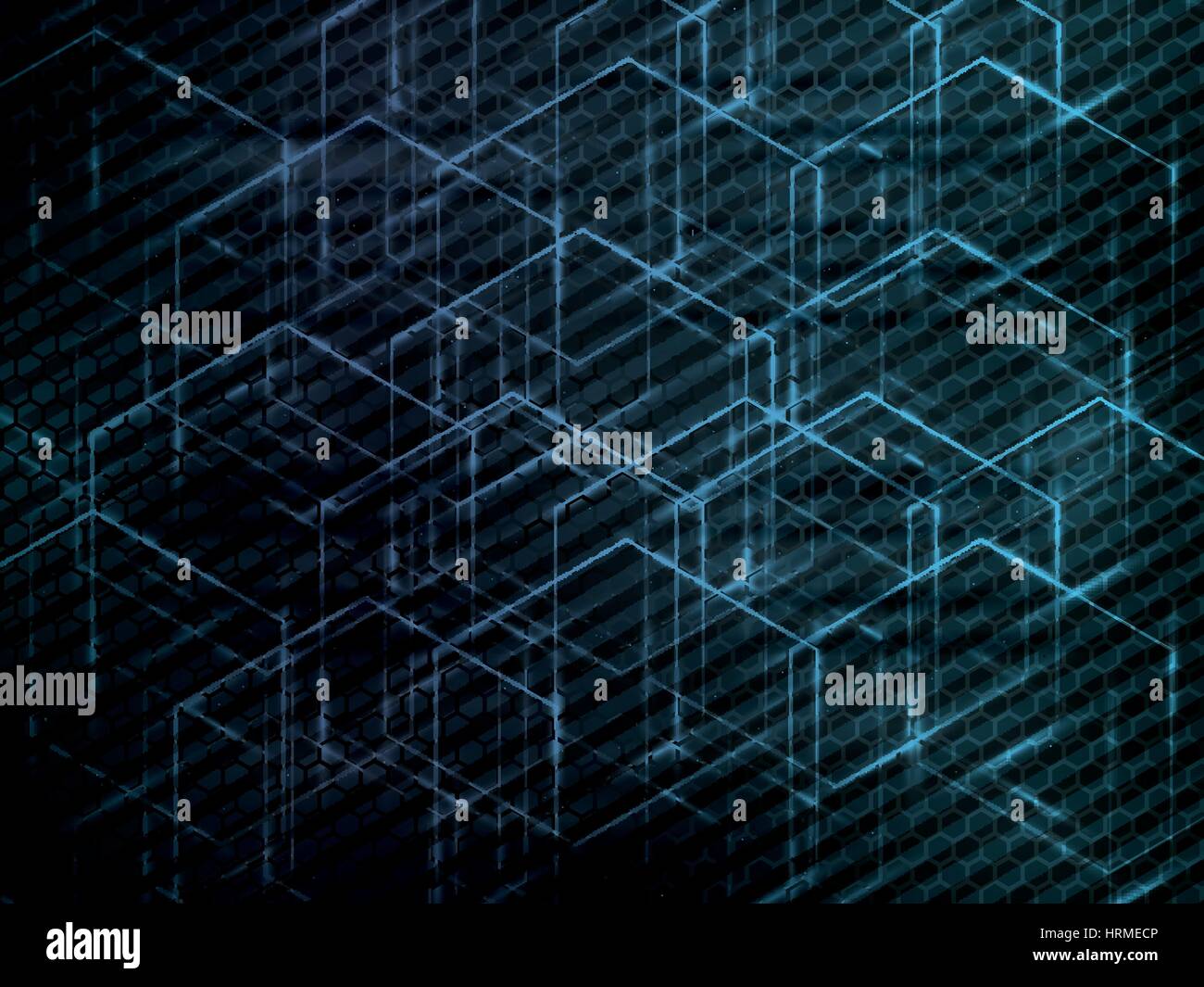 Vector abstract science technology blue background. Hexagon geometric ...