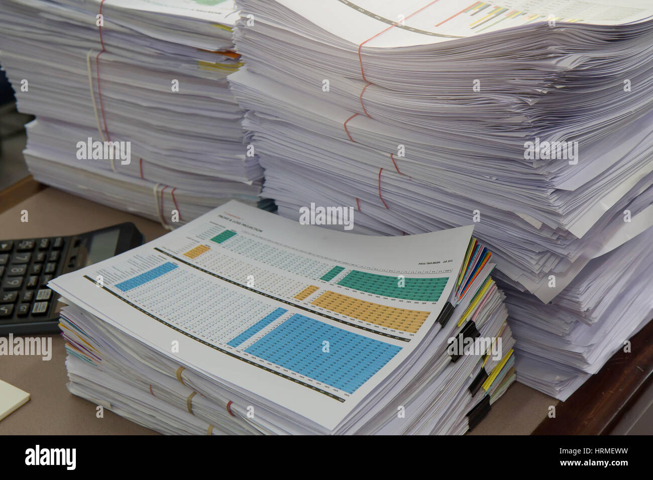 Business Concept, Pile of unfinished documents on office desk, Stack of ...