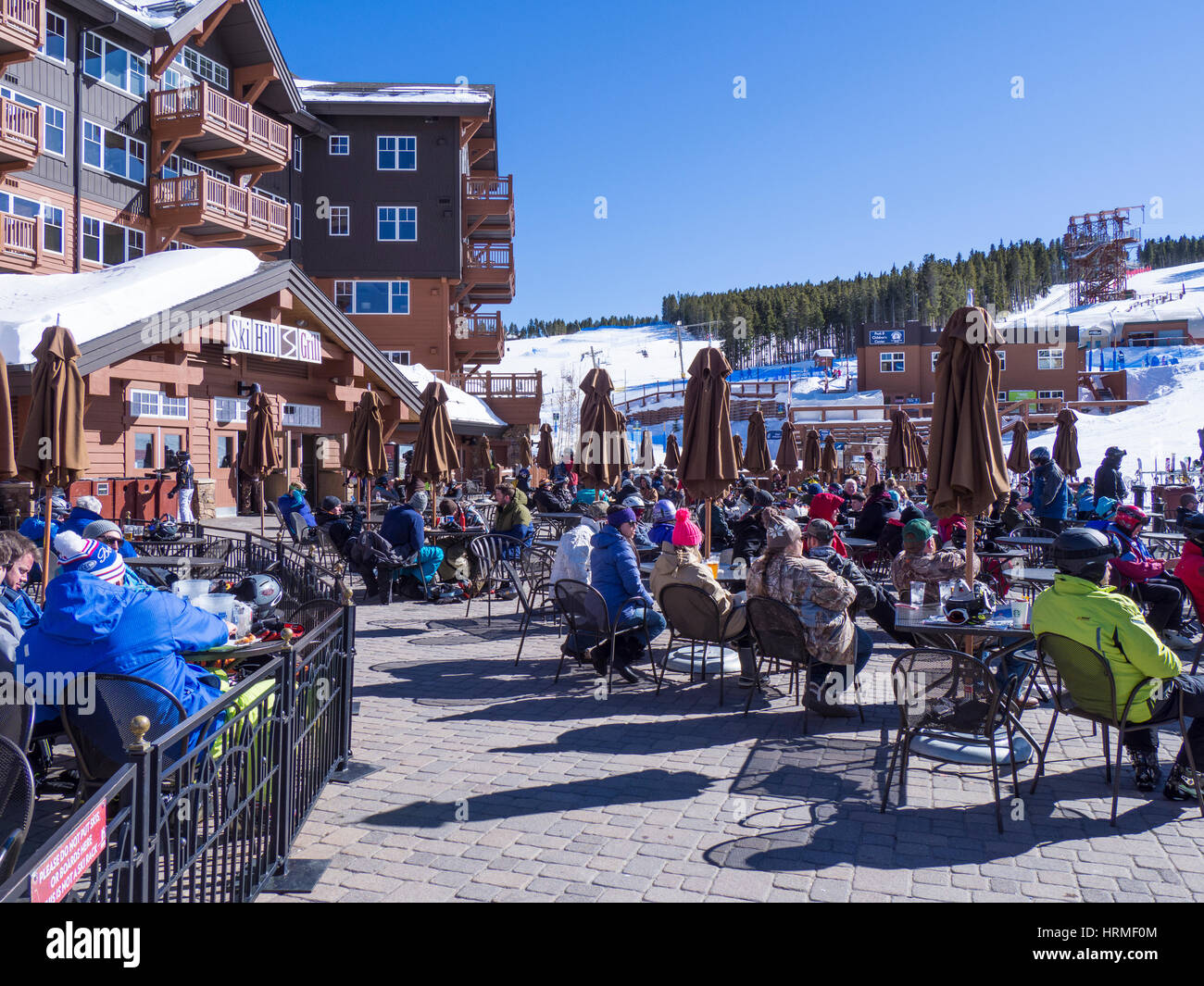 Afternoon outside the T-Bar, Peak 8 base area, winter, Breckenridge Ski ...