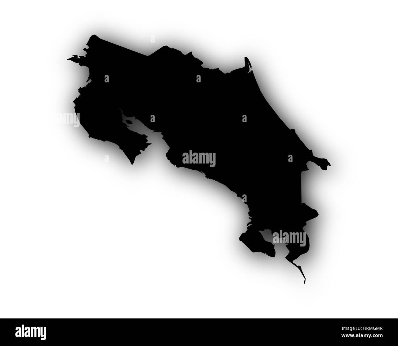 Map of Costa Rica with shadow Stock Photo - Alamy
