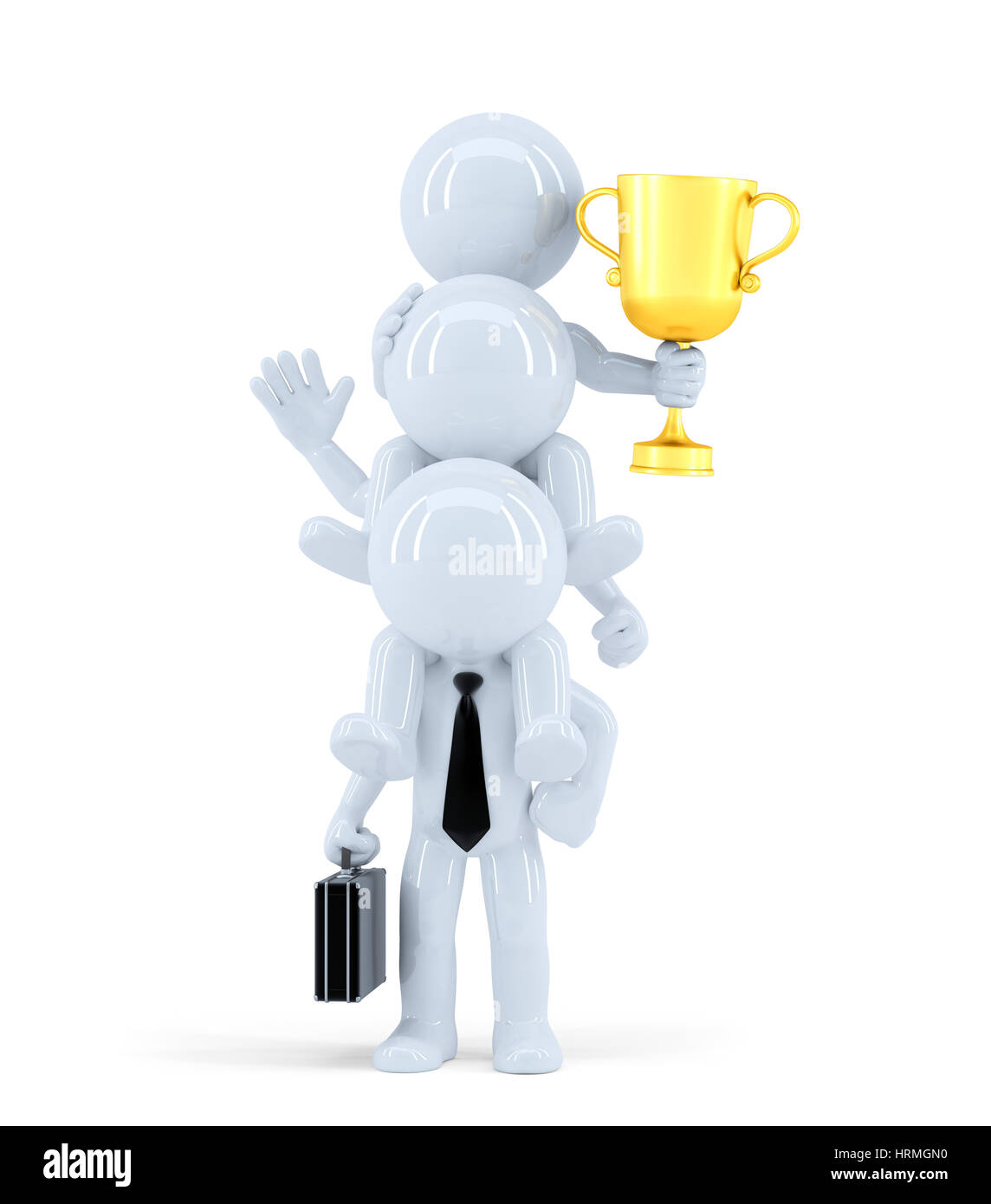 Business team winning a competition. Isolated on white. Contains ...