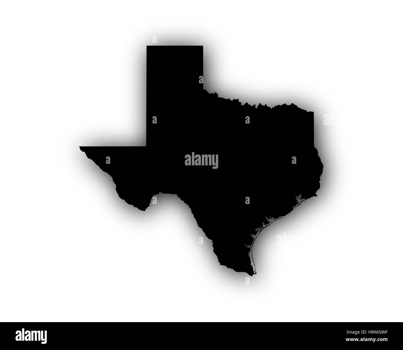Map of Texas with shadow Stock Photo - Alamy