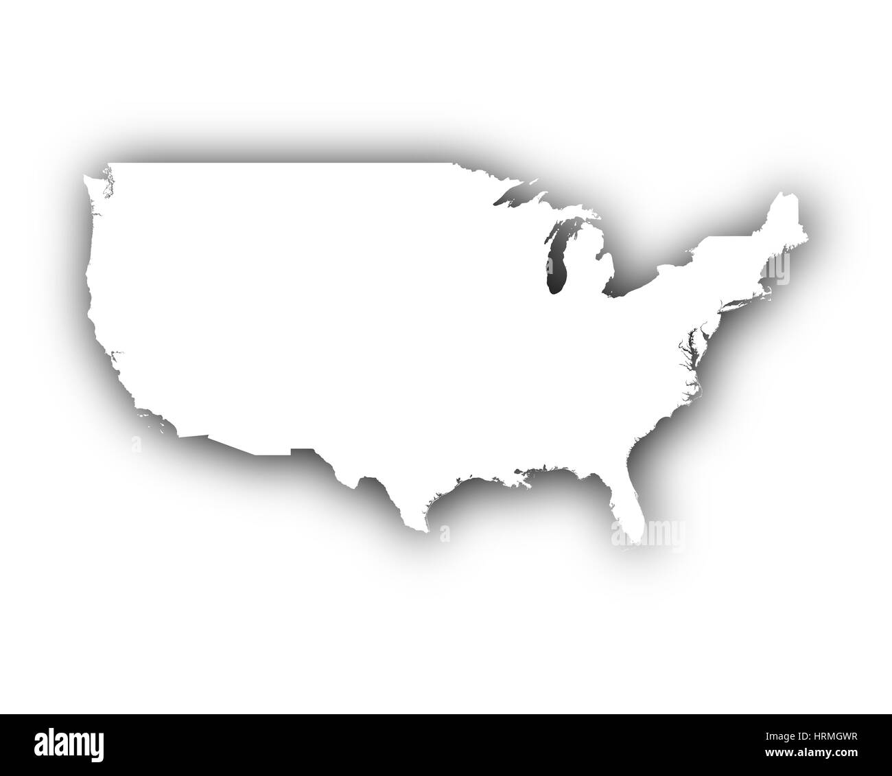 Map of the USA with shadow Stock Photo - Alamy