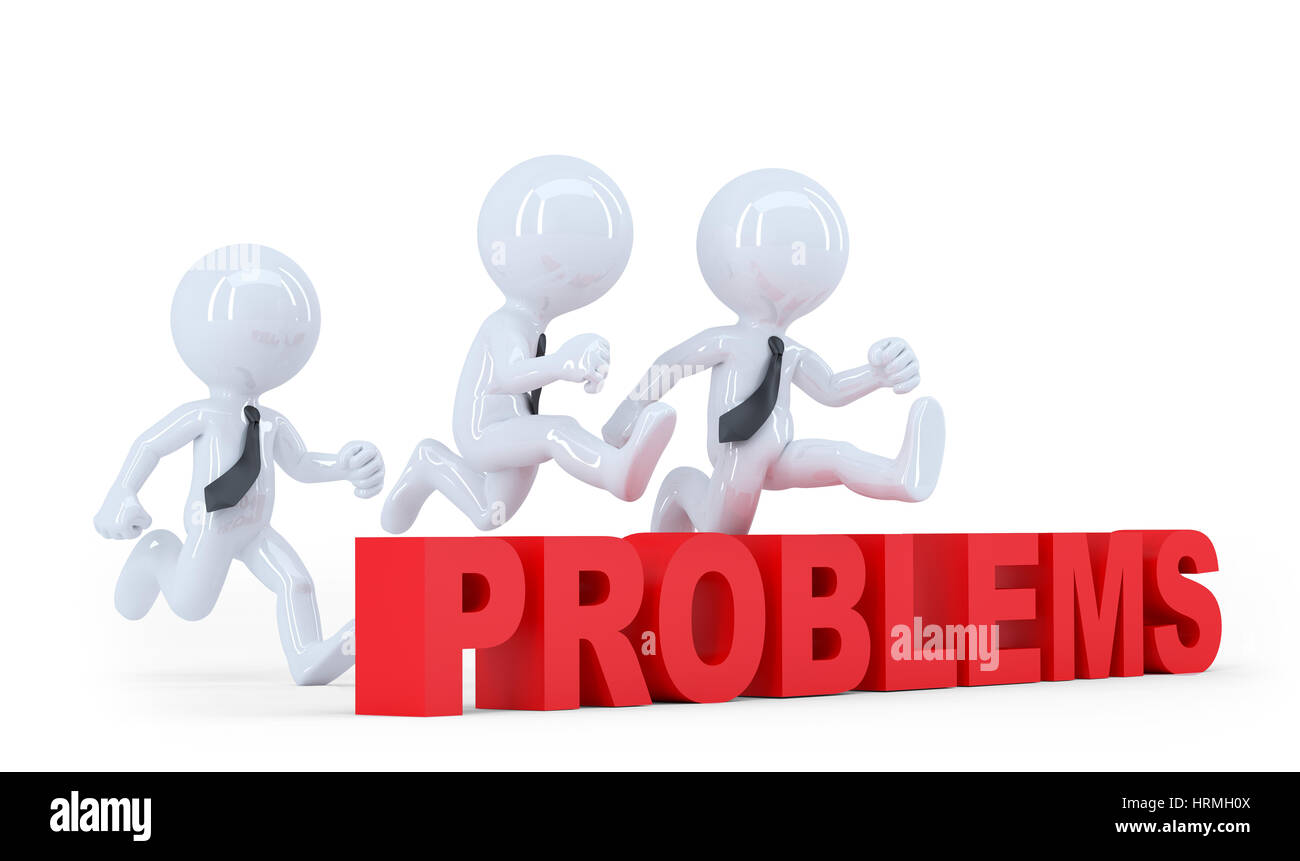 Business team jumping over a hurdle obstacle problems. Isolated Stock ...