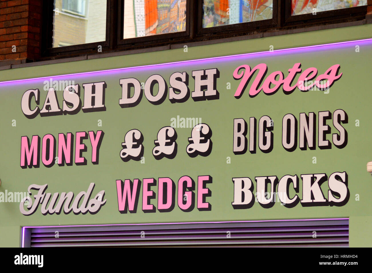 Money shop sign with slang names for money Stock Photo - Alamy