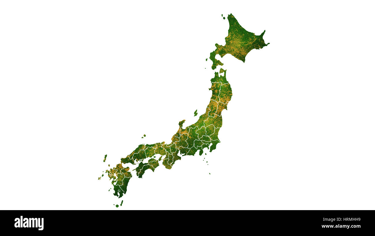 Physical Map Of Japan With Mountains And Rivers