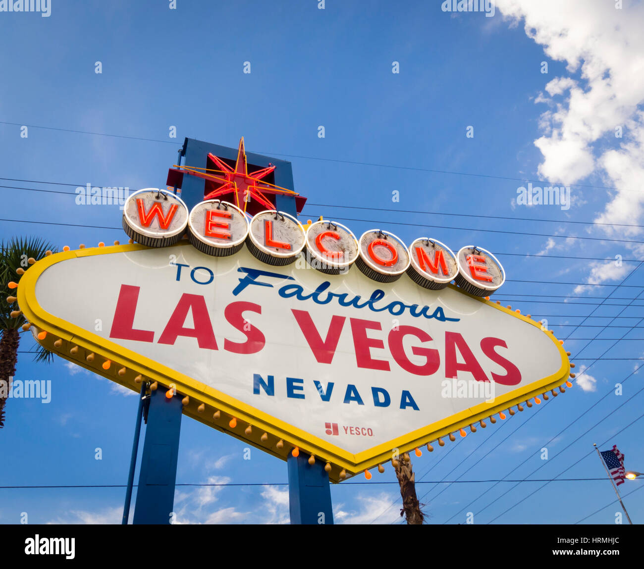 "Welcome to Fabulous Las Vegas" neon sign, famous landmark at the end ...