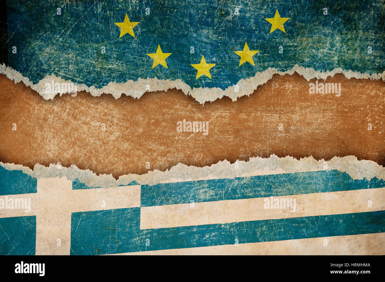 European union and Greece flags on cardboard pieces Stock Photo - Alamy