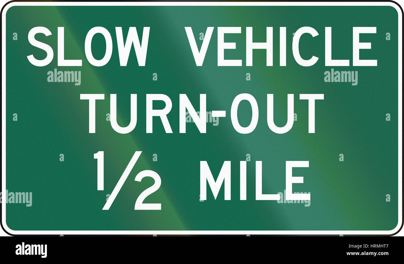 United States MUTCD guide road sign - Slow vehicle turn-out Stock Photo ...