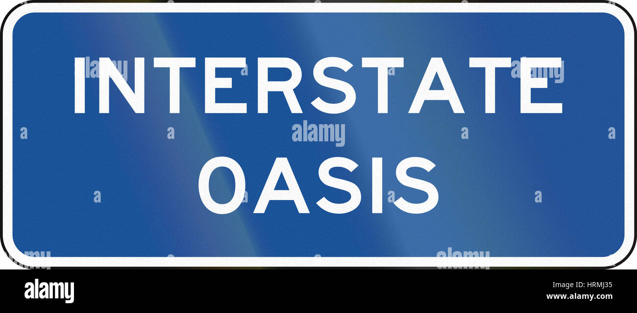United States MUTCD road sign - Interstate oasis Stock Photo - Alamy