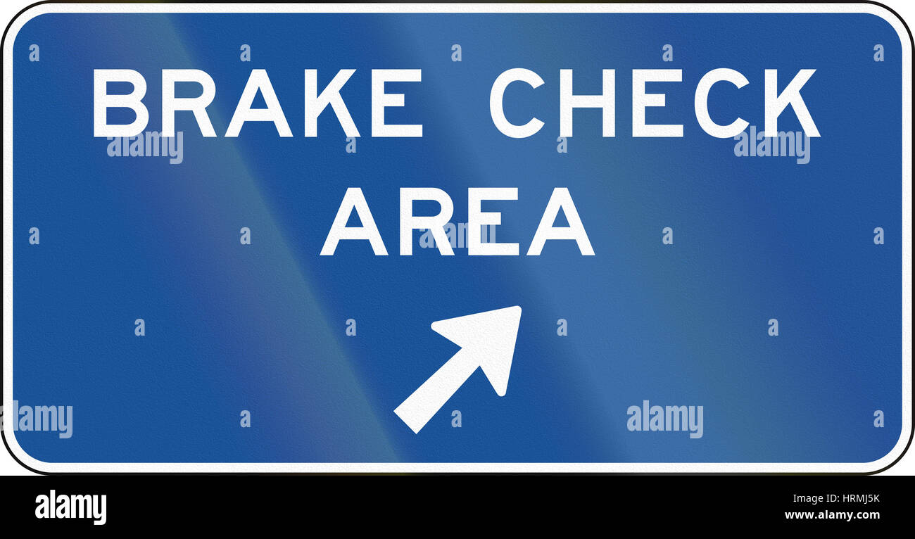 United States MUTCD guide road sign - Brake check area Stock Photo - Alamy