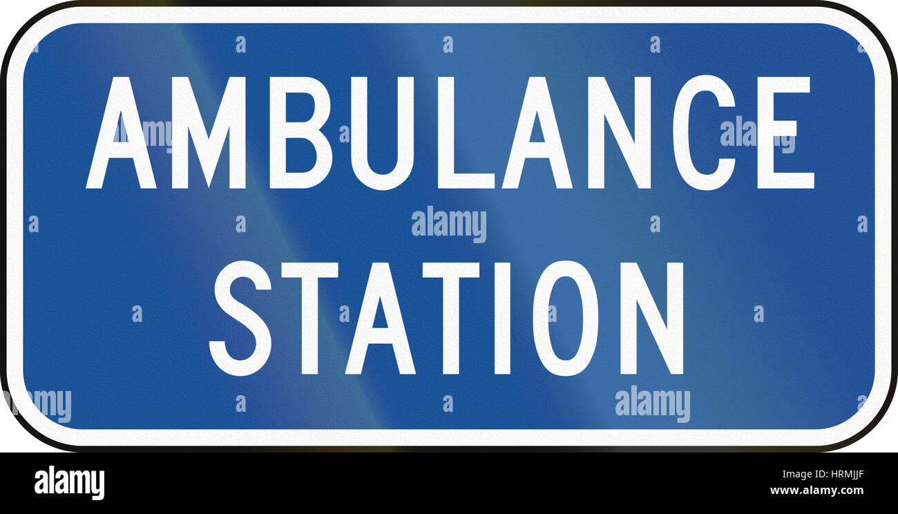 United States MUTCD road road sign - Ambulance station Stock Photo - Alamy