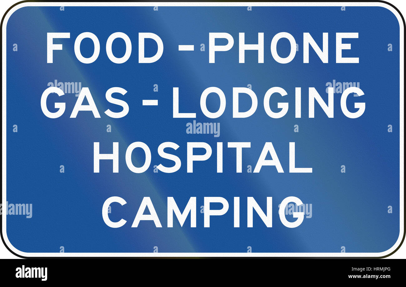 United States MUTCD guide road sign - Services Stock Photo - Alamy