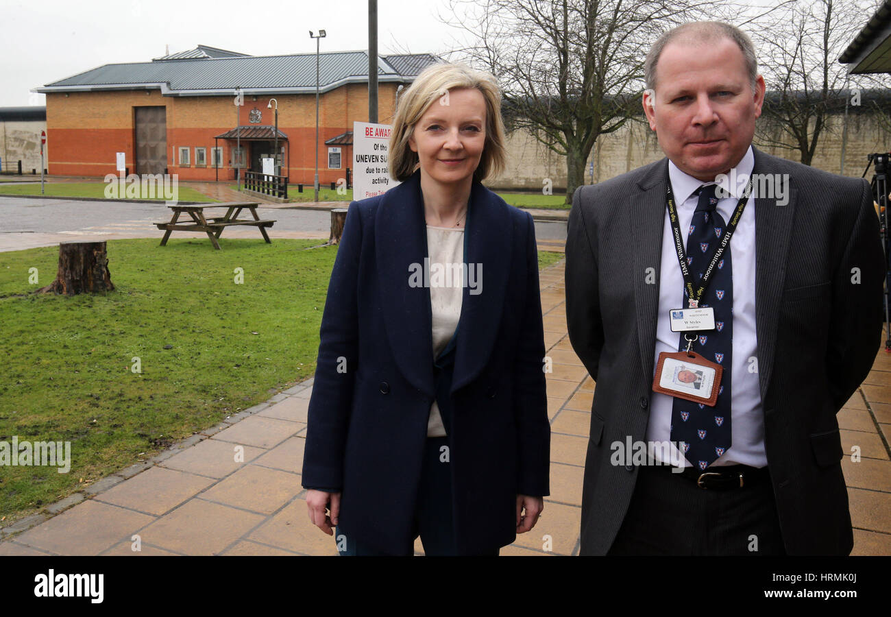 Justice Secretary Liz Truss with governor Will Styles during her visit ...