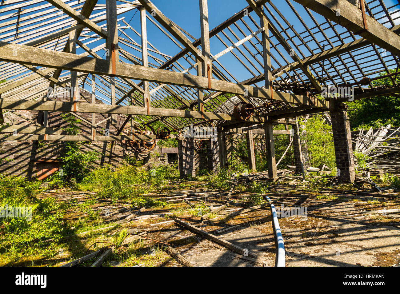 Old processing mill with overhead cam system Stock Photo - Alamy