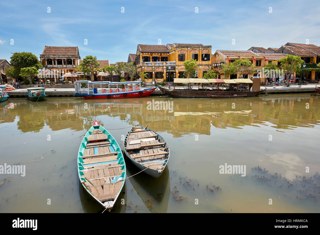 Traditional boats on Thu Bon River. Hoi An Ancient Town, Quang Nam ...