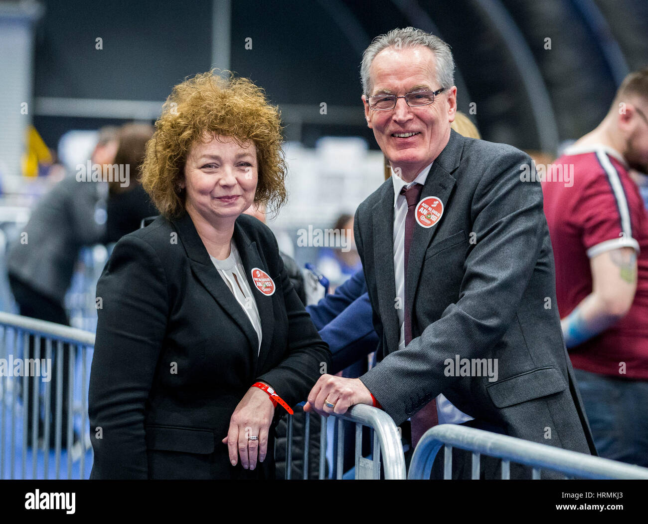 Sinn Fein candidates Caral Ni Chuilin and Gerry Kelly at the Titanic ...