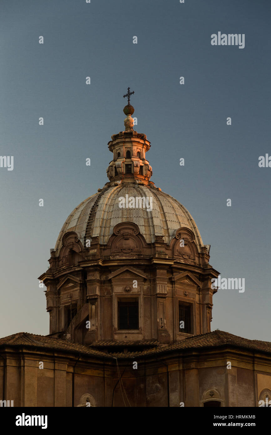 Dome of the Santi Luca e Martina in Rome at Sunset Stock Photo - Alamy