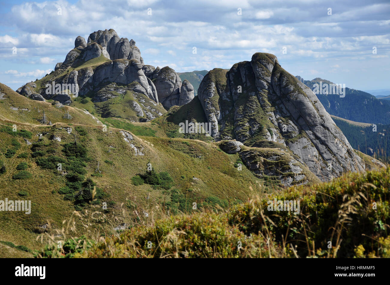 Beautiful mountain vista, sedimentary rocks in the Carpathians Stock ...