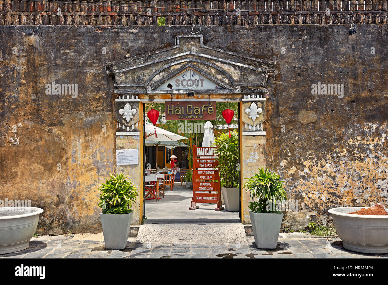 Entrance gate to the Hai Cafe in Hoi An Ancient Town. Quang Nam ...