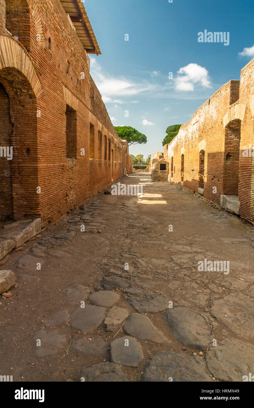 Flagged path through Ostia Antica, roman city. Rome in Italy Stock ...