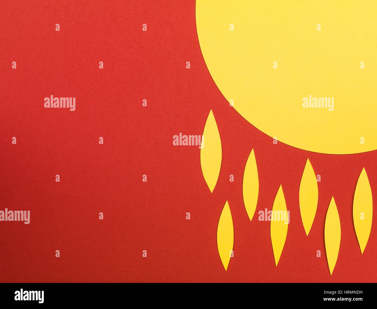 Illustration of The Sun With Flames or Tears Against a Red Background ...