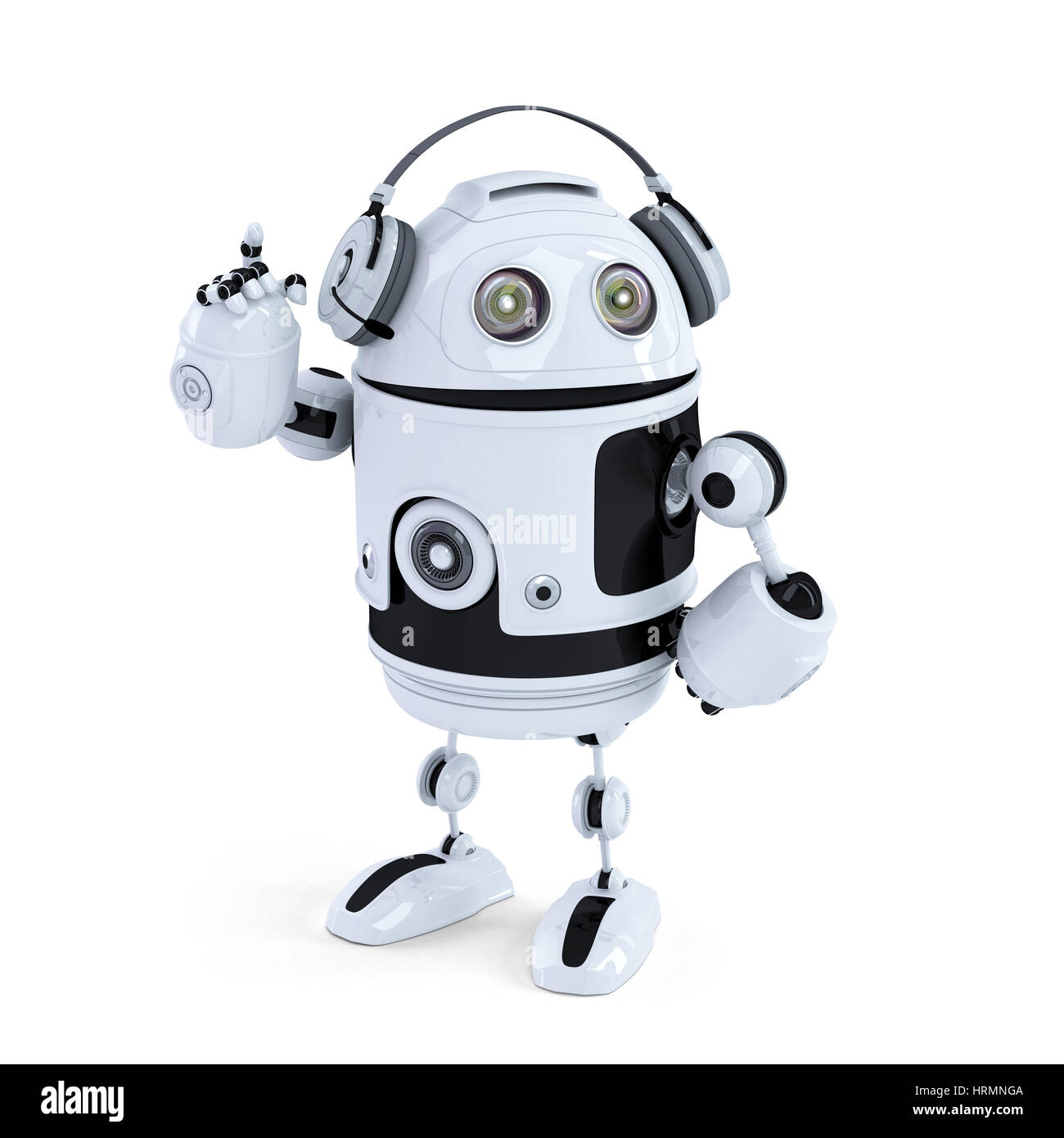 Robot with headphone. Isolated. Contains clipping path Stock Photo - Alamy
