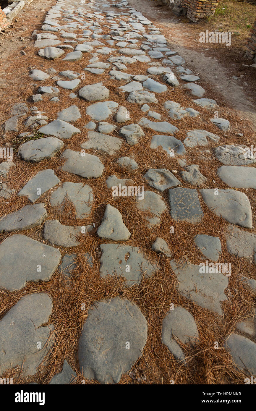 Flagged path through Ostia Antica, roman city. Rome in Italy Stock ...