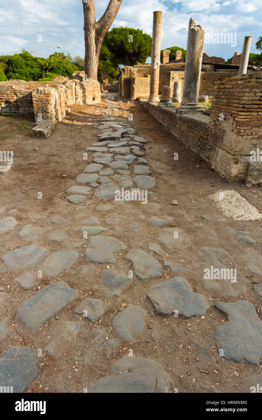 Flagged path through Ostia Antica, roman city. Rome in Italy Stock ...