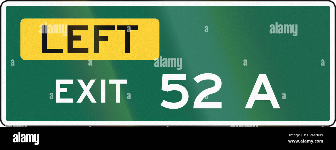 United States MUTCD road sign - Exit Left Stock Photo - Alamy