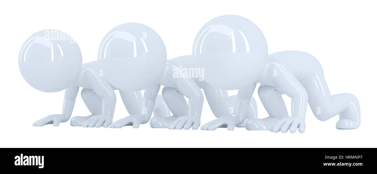 3D people at starting line. Isolated. Contains clipping path Stock ...