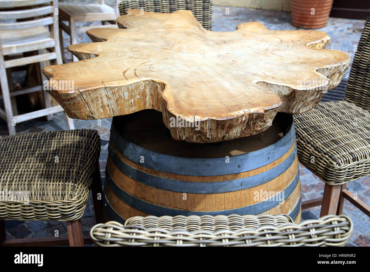 Unique and unusual rustic vintage restaurant table made from burr oak ...