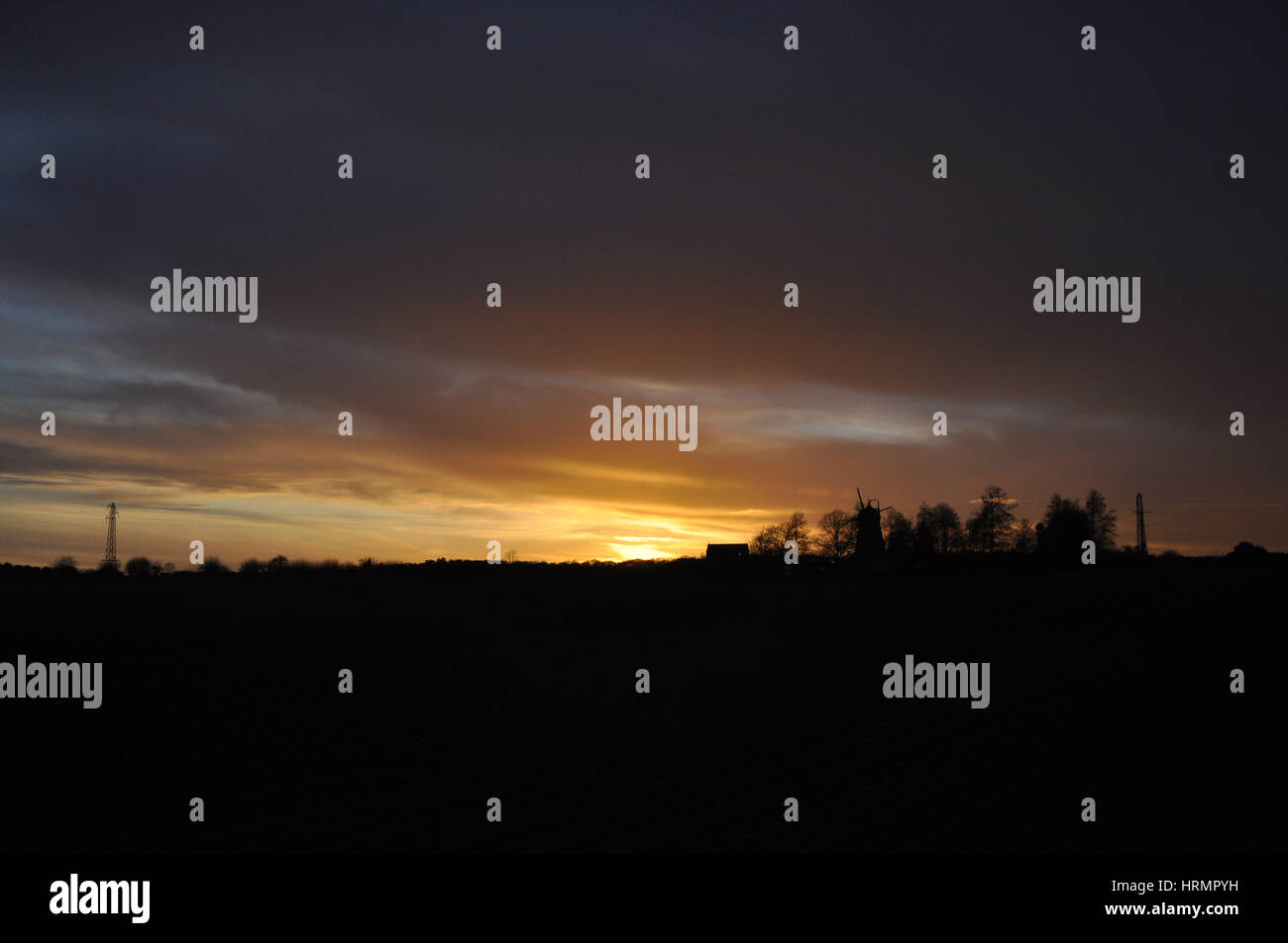 Barnack, UK. 2nd Mar, 2017. A sunset in Barnack, Cambridgeshire. Credit ...