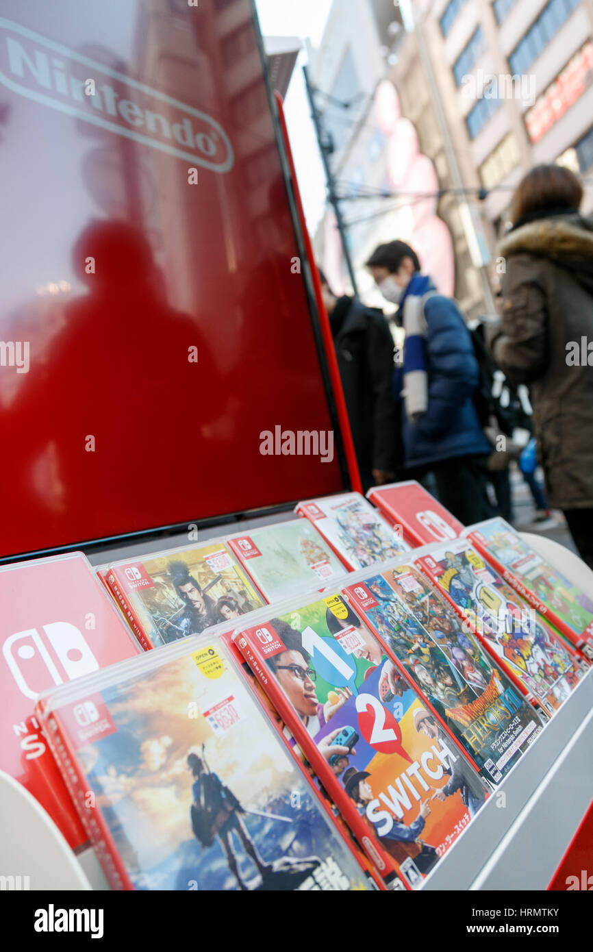 Tokyo, Japan. 3rd March, 2017. Japanese gamers line up to buy the new ...
