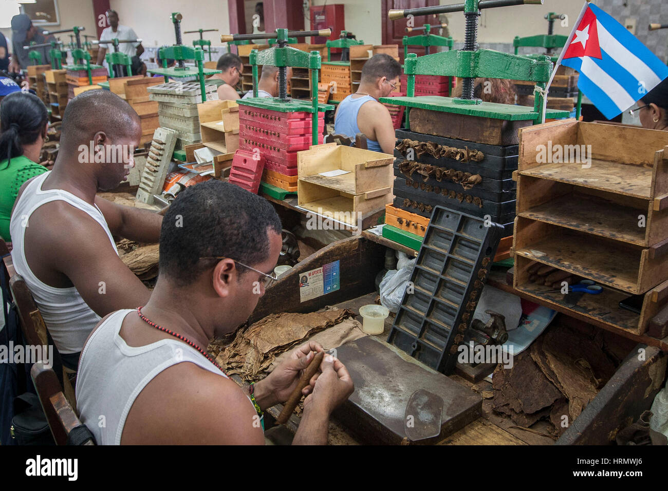 Havana, Cuba. 2nd Mar, 2017. People work in the tobacco factory "La ...