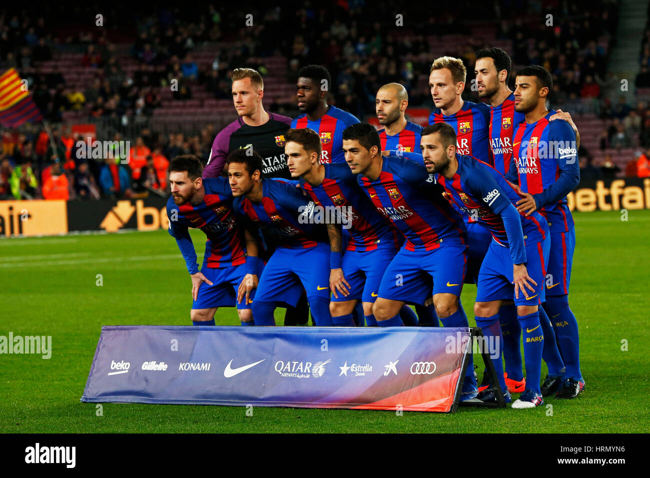 Barcelona, Spain. Credit: D. 1st Mar, 2017. Barcelona team group line ...