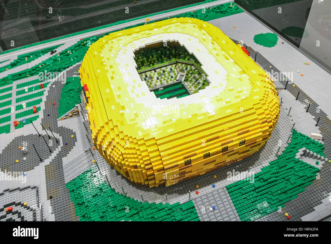 Gdansk, Poland. 03rd Mar, 2017. Gdansk stadium model made with LEGO ...