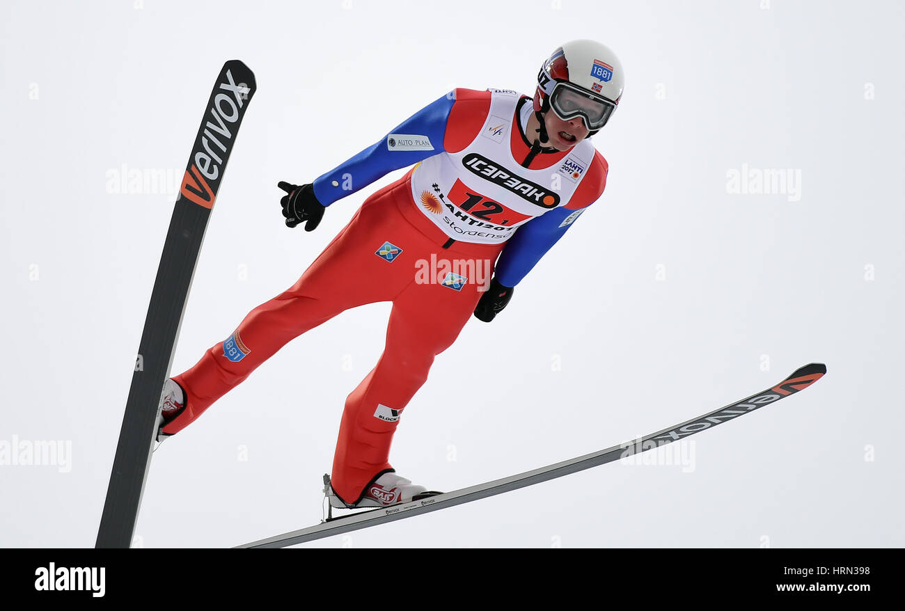 Lahti, Finland. 3rd Mar, 2017. Magnus Krog from Norway in action during ...