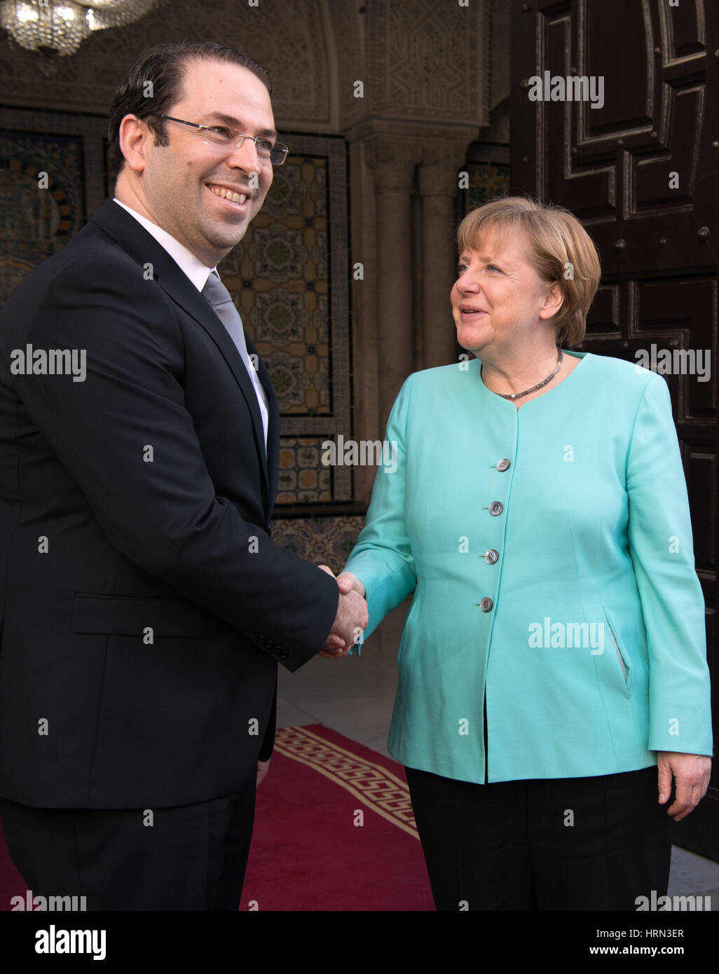 Tunis, Tunisia. 3rd Mar, 2017. German Chancellor Angela Merkel (CDU) is ...